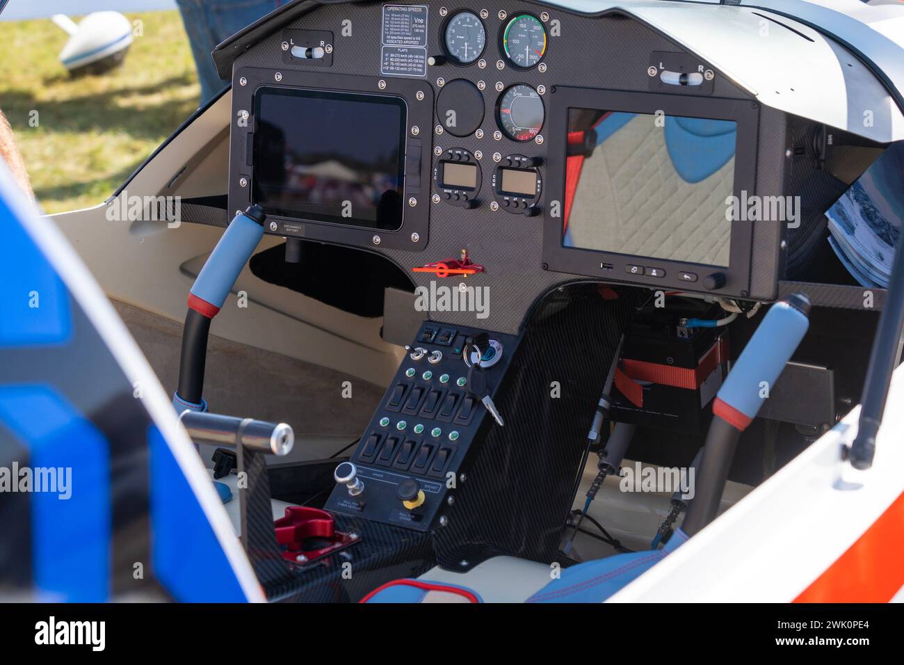 Modern two-seater small helicopter cockpit Stock Photo - Alamy