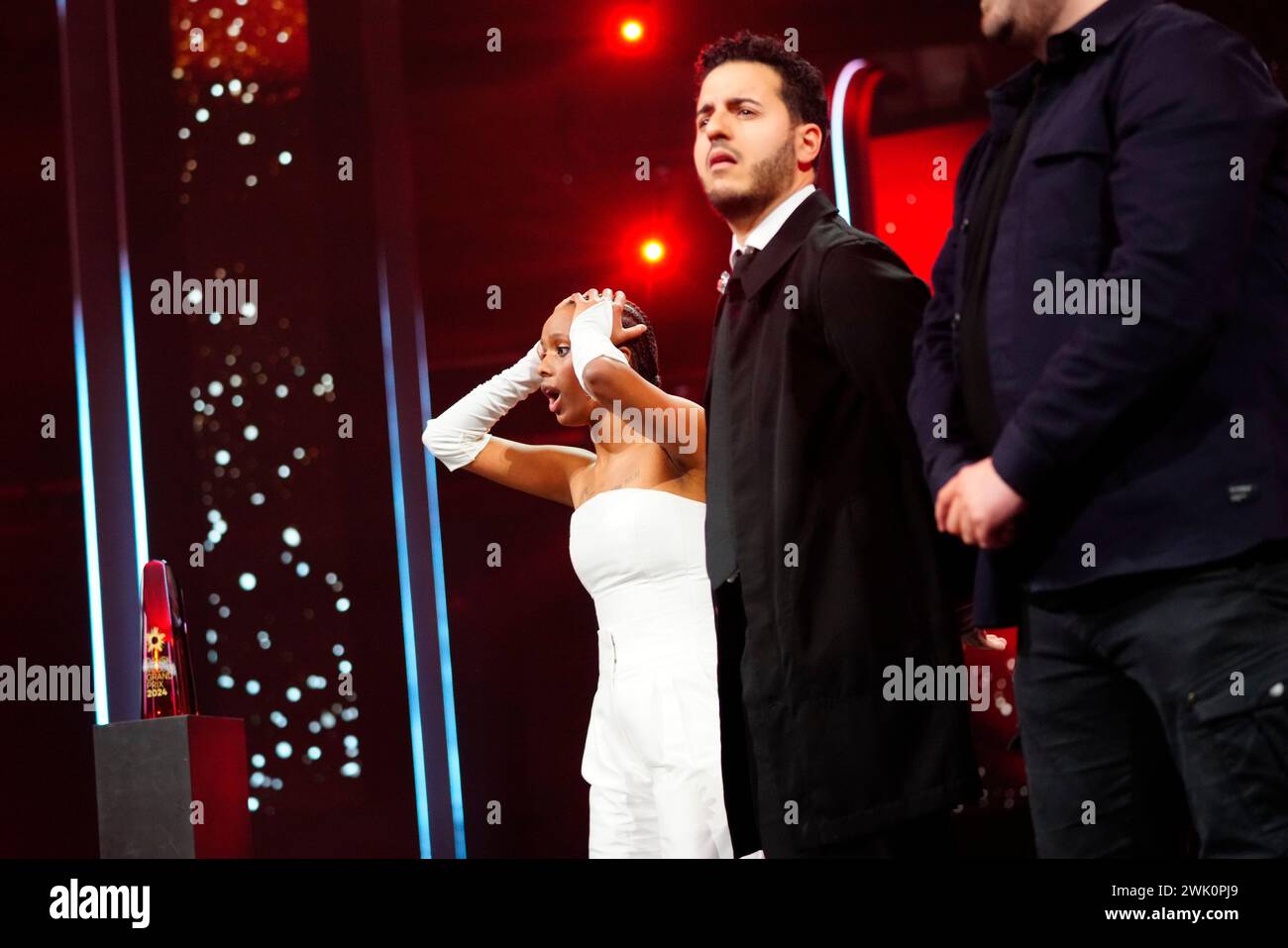 Artist Saba reacts after the end of the Danish Melodi Grand Prix 2024 ...