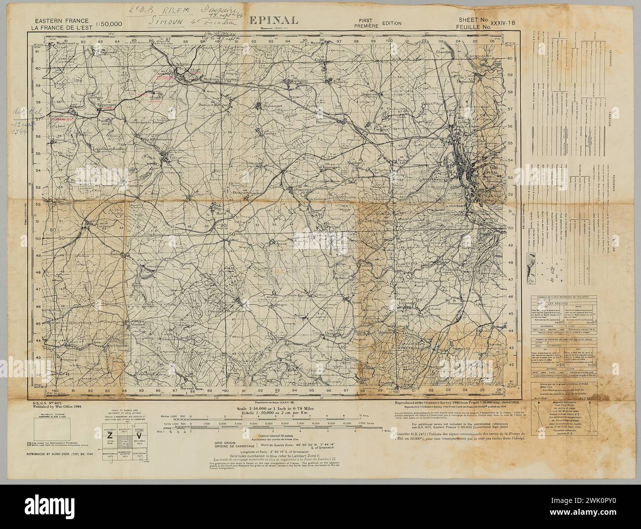 United States Department of War (n. - D.), Epinal 1: 50,000 Sheet No ...