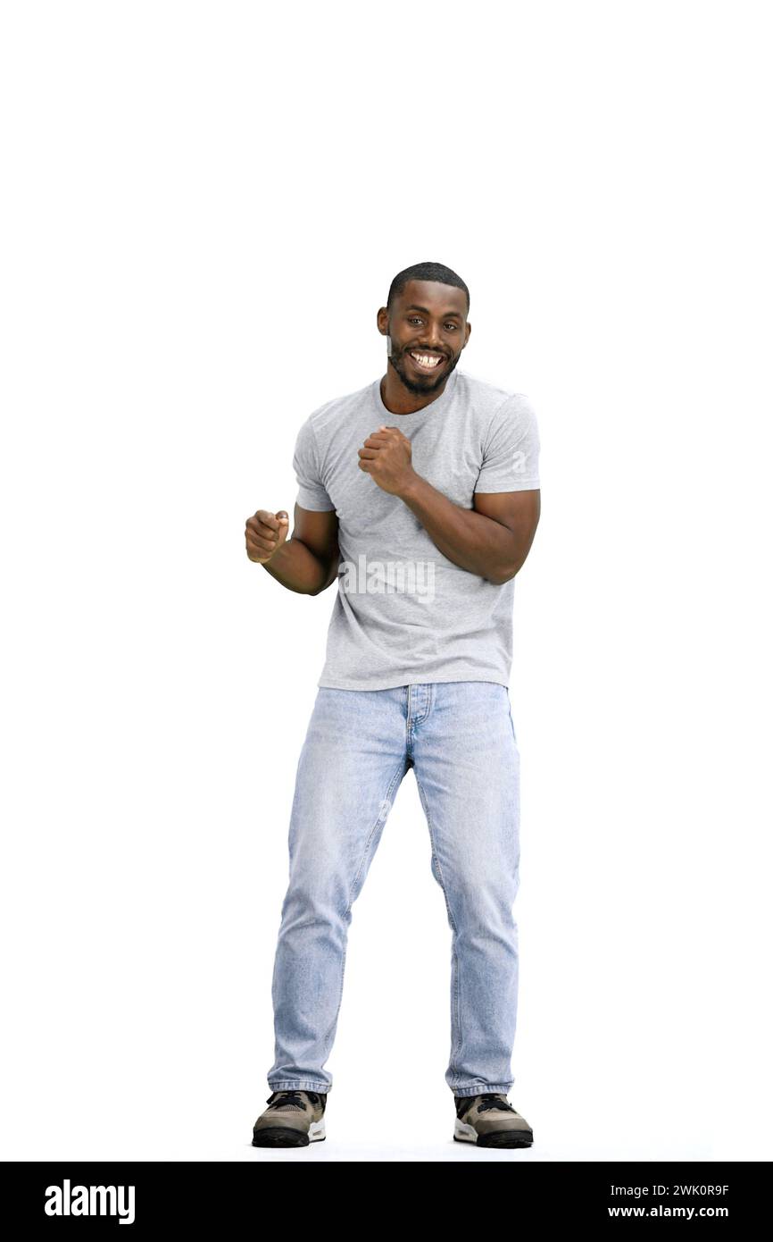 A man, full-length, on a white background, dancing Stock Photo - Alamy