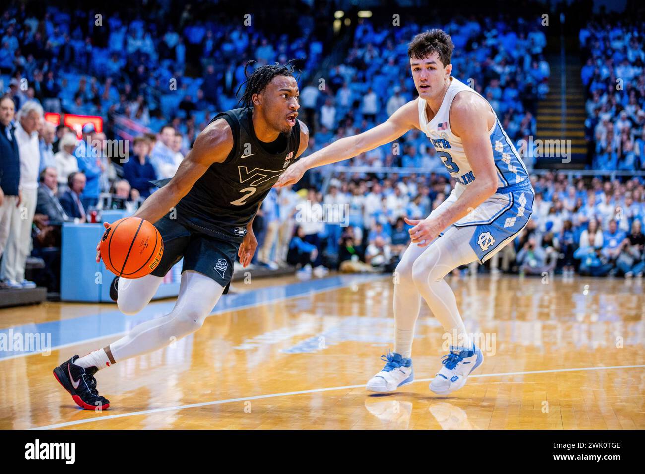 February 17, 2024: Virginia Tech Hokies guard MJ Collins (2) drives ...