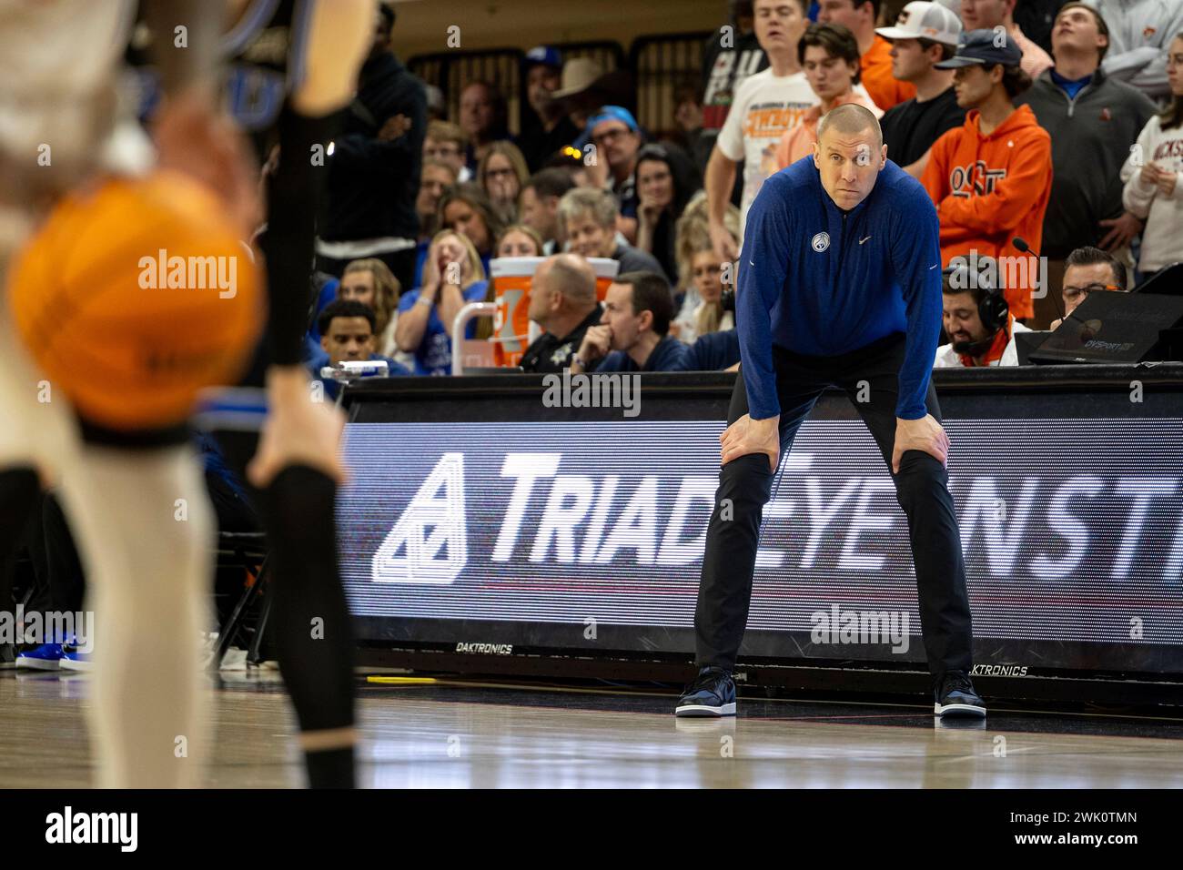 BYU head coach Mark Pope watches from the sideline in the second half ...
