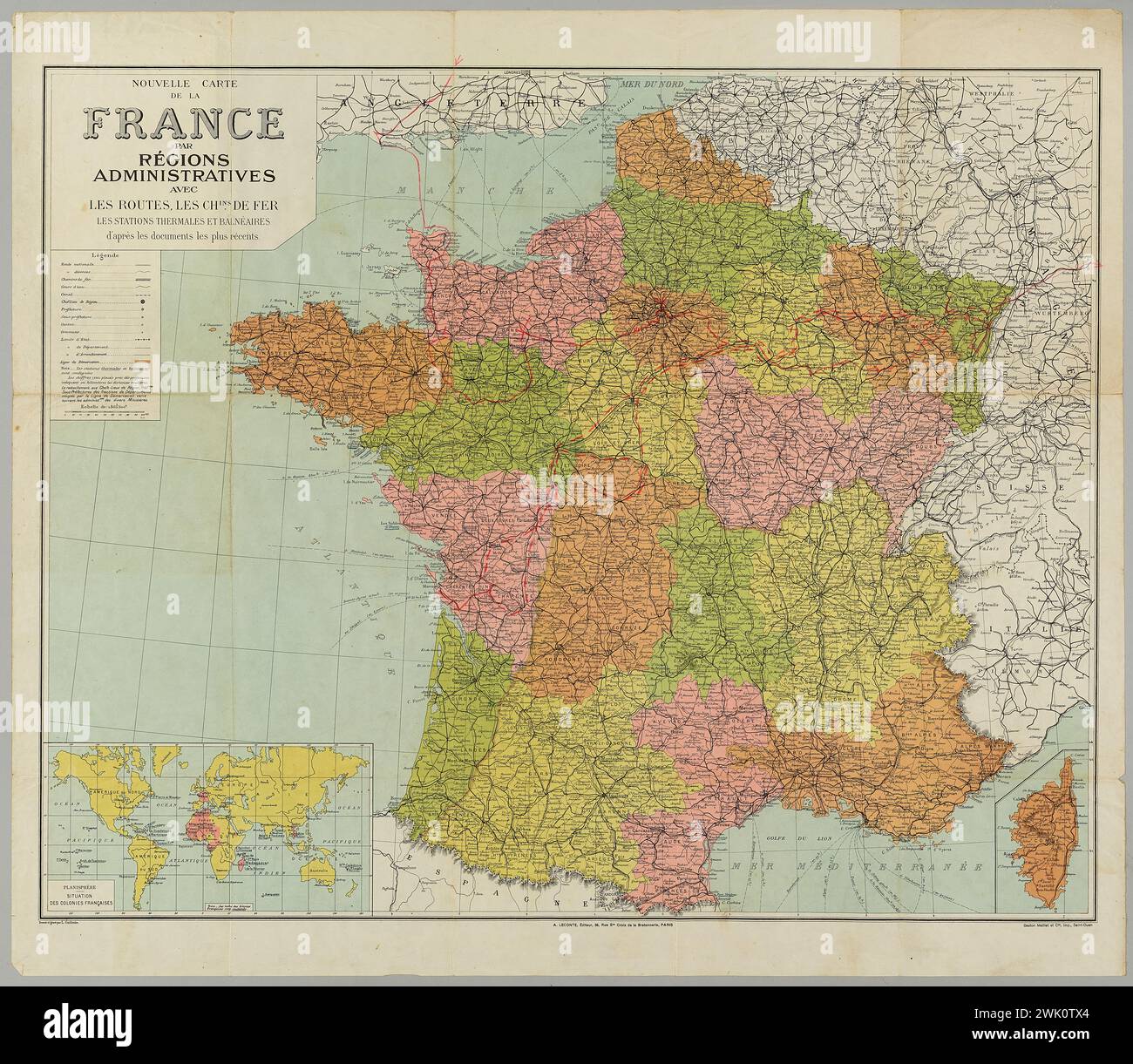Editions André Leconte (n.-D.), New map of France by administrative ...