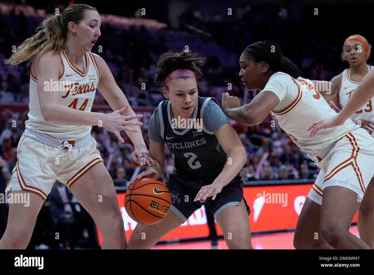 Iowa State guard Arianna Jackson (2) is pressured by Texas forward ...