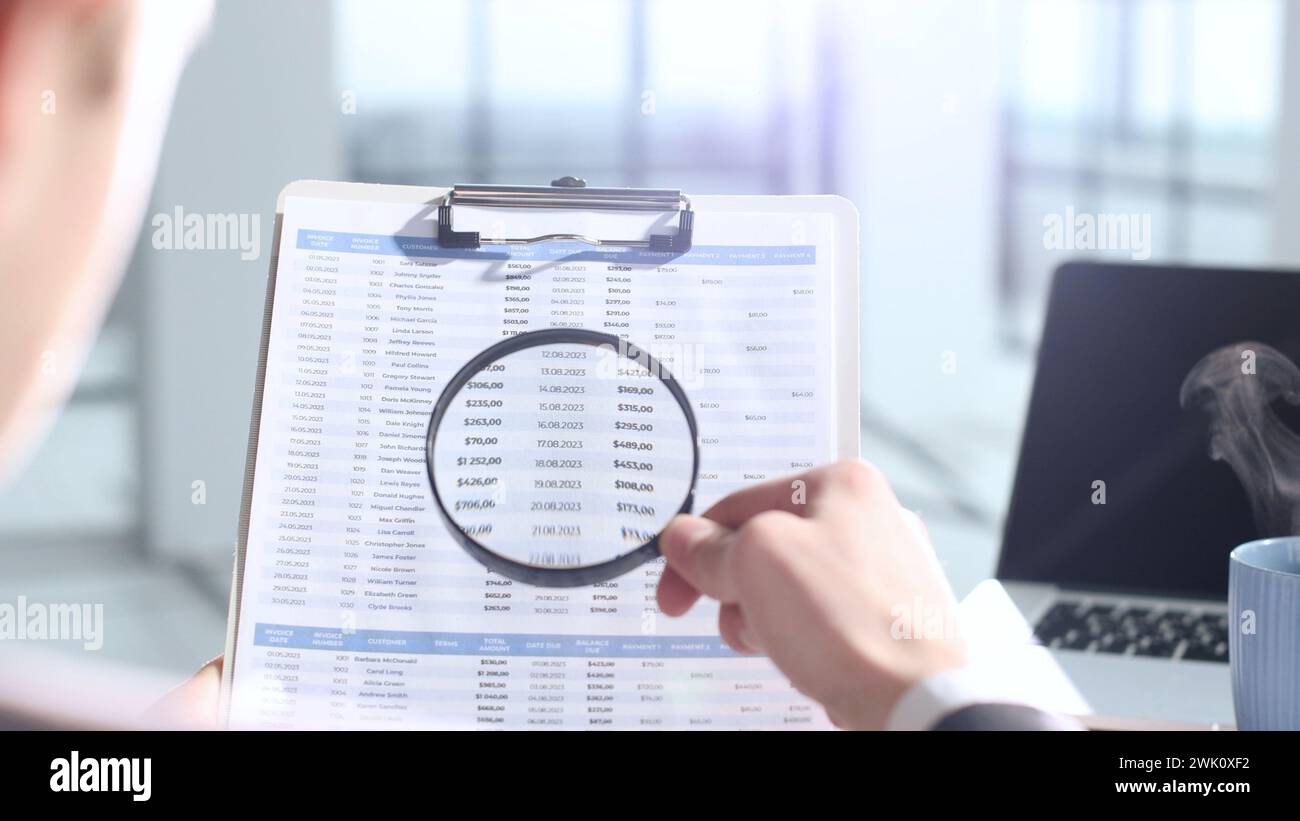 A document verification, magnifying glass, important report Stock Photo ...