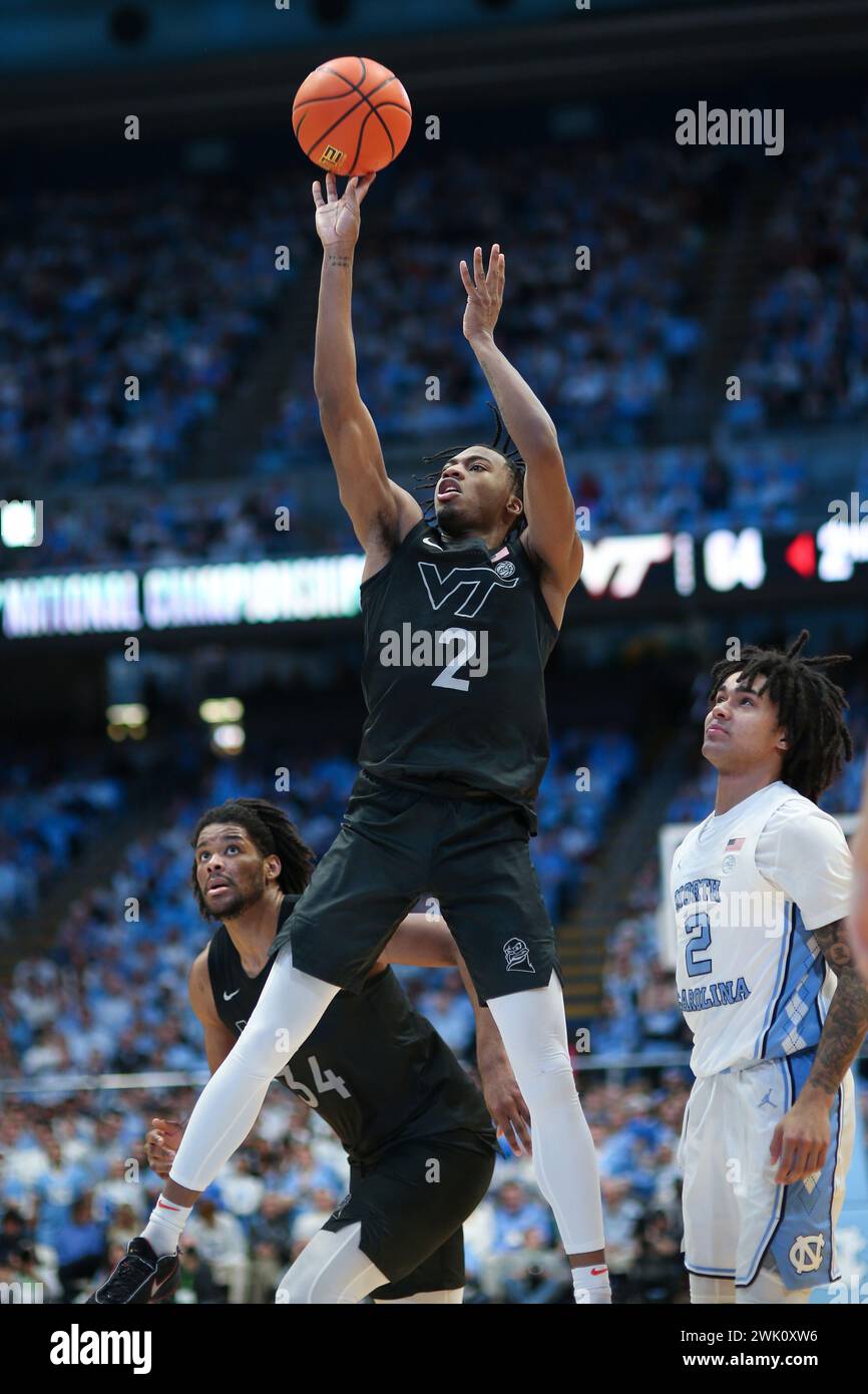 CHAPEL HILL, NC - FEBRUARY 17: Virginia Tech Hokies guard MJ Collins (2 ...