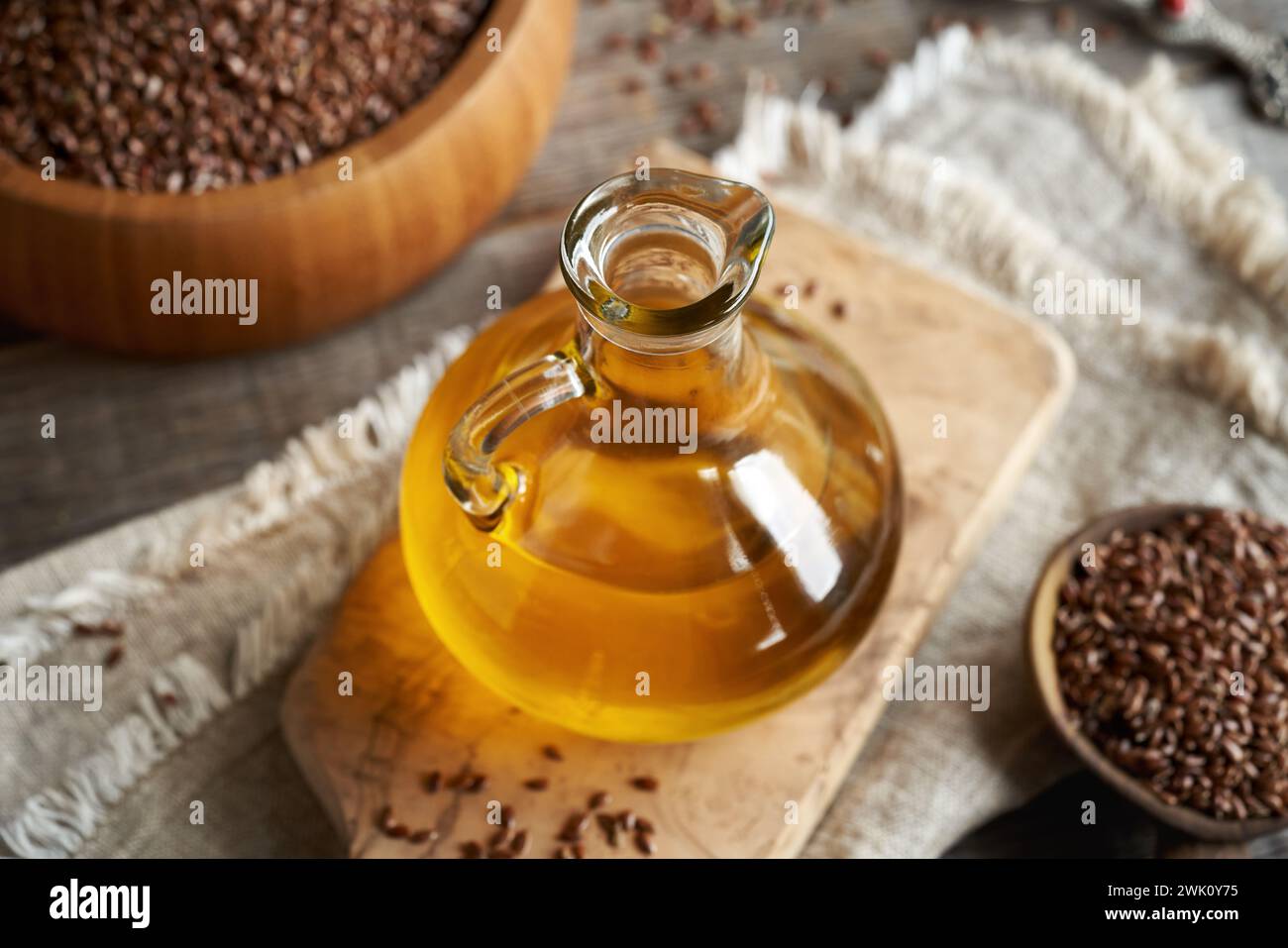 Bottle of flax seed oil hi-res stock photography and images - Alamy
