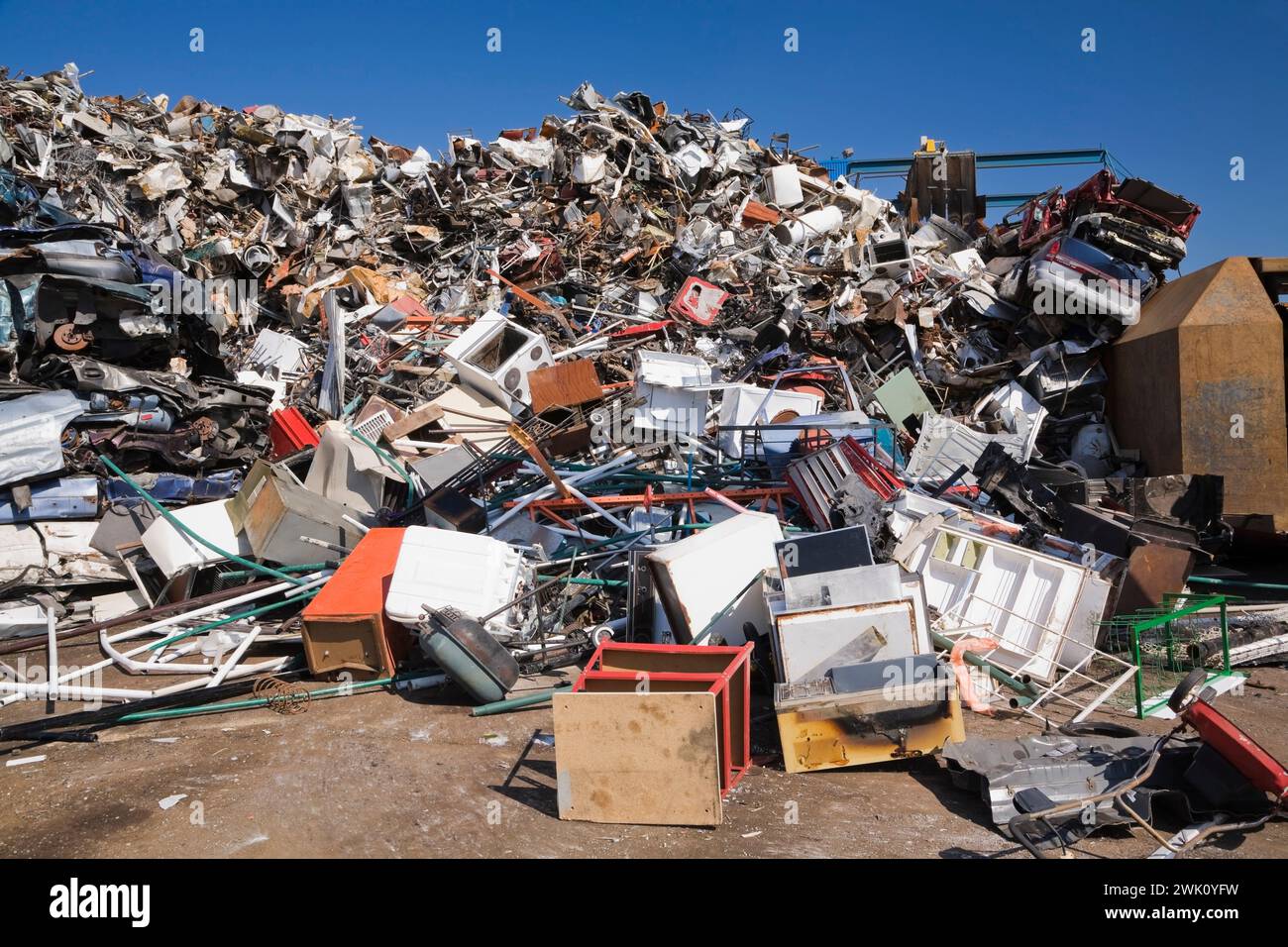 Pile of discarded household and industrial objects and items at scrap ...
