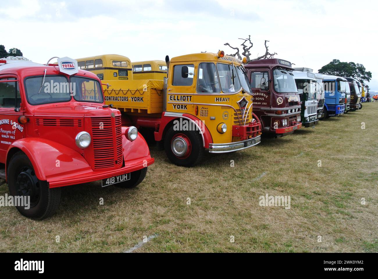 A line of classic commercial lorries parked on display at the 48th ...