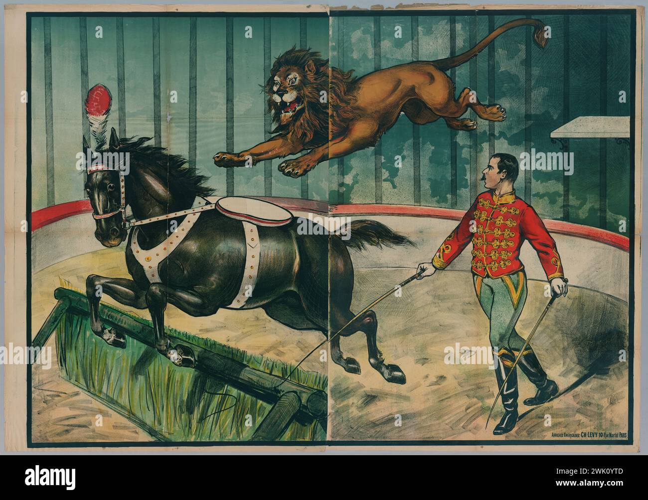 Anonymous, racetrack, rider lion (dummy title), 1889. Color lithography ...