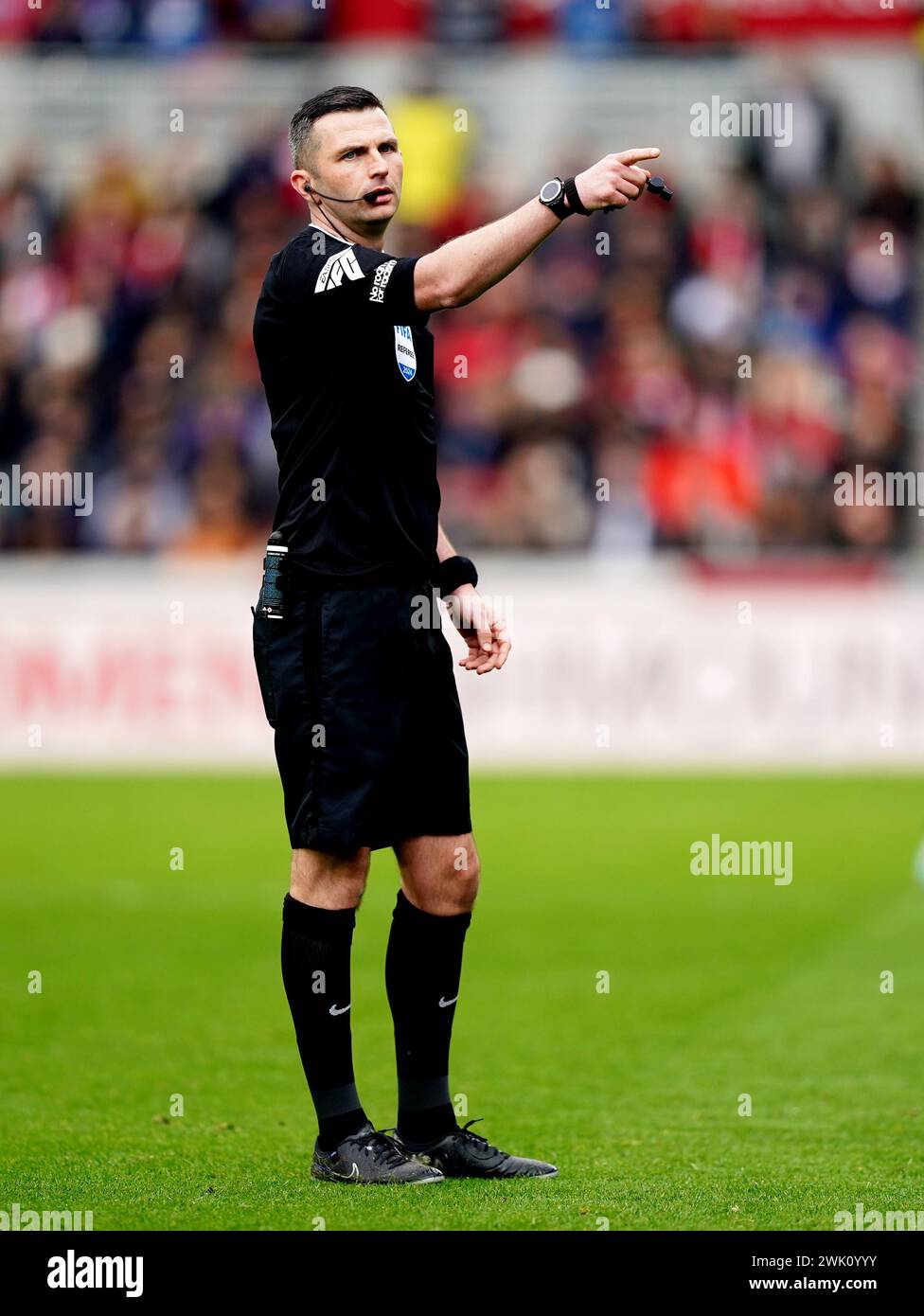 Michael Oliver, referee during the Premier League match at the Gtech ...