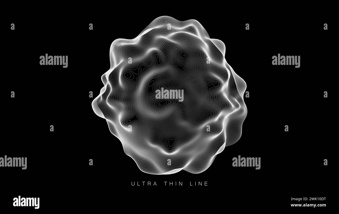 Distorted line spheres. Vector thin line glitch geometry Stock Vector ...