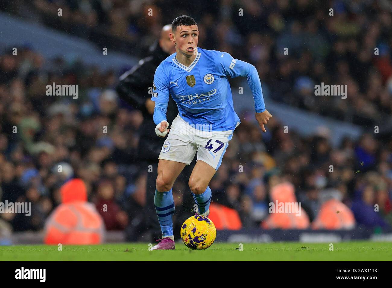 Phil Foden of Manchester City controls the ball during the Premier ...