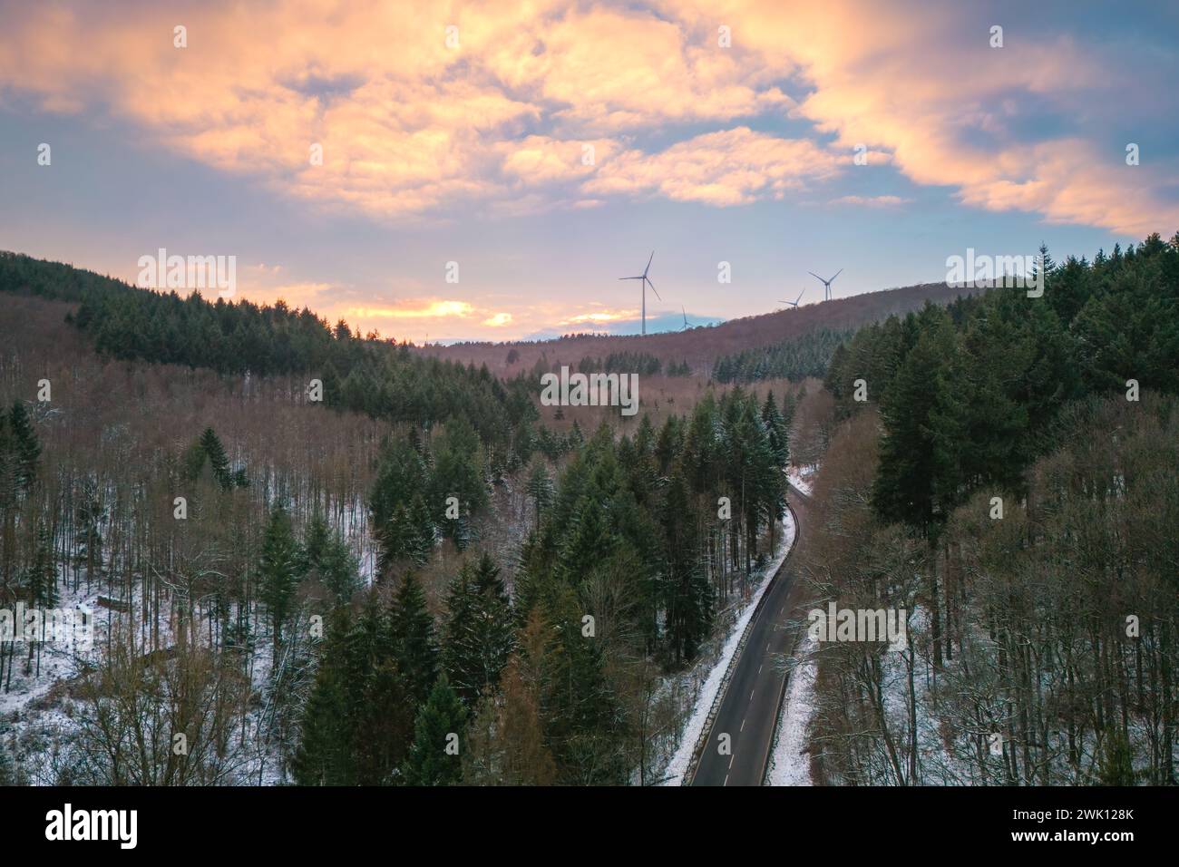 Snowy road winding through hi-res stock photography and images - Alamy