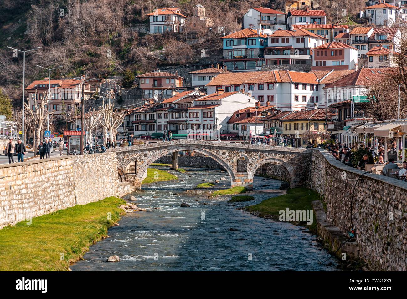 Prizren, Kosovo - 6 FEB 2024: The old stone bridge in Prizren, Kosovo ...