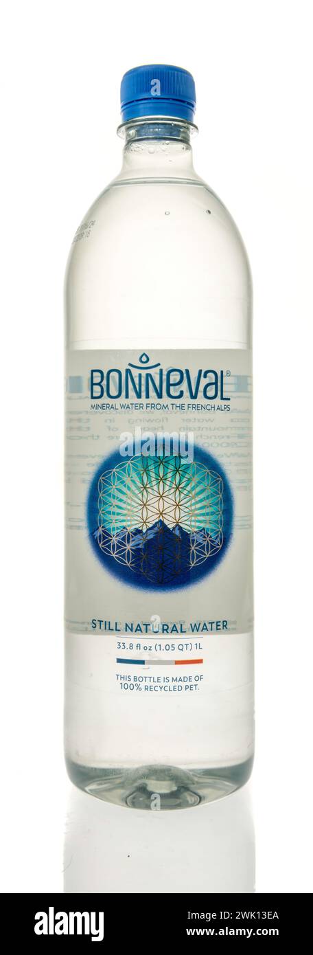 Winneconne, WI - 10 February 2024: A bottle of Bonneval water from the ...