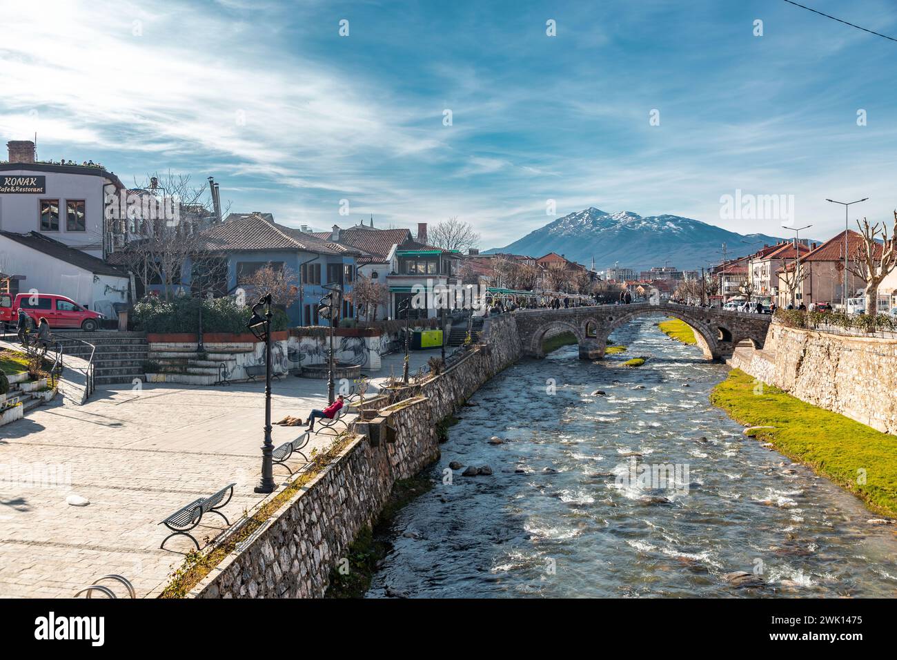 Prizren, Kosovo - 6 FEB 2024: The old stone bridge in Prizren, Kosovo ...