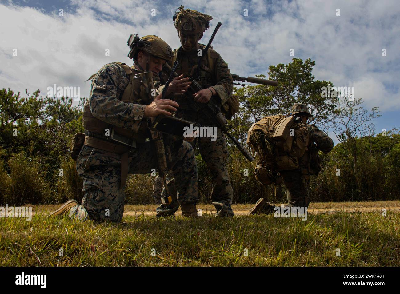 U.S. Marine Corps Capt. Sean Hunt, left, a company commander with ...