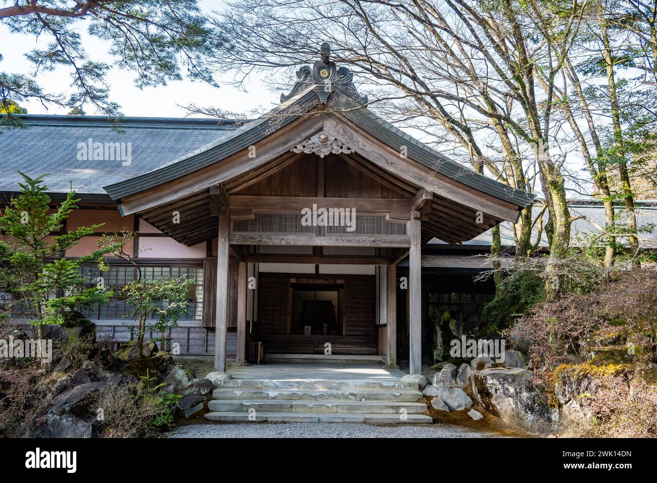 Historic building at Kirishima Jingu 霧島神宮, a Shinto shrine. Kirishima ...