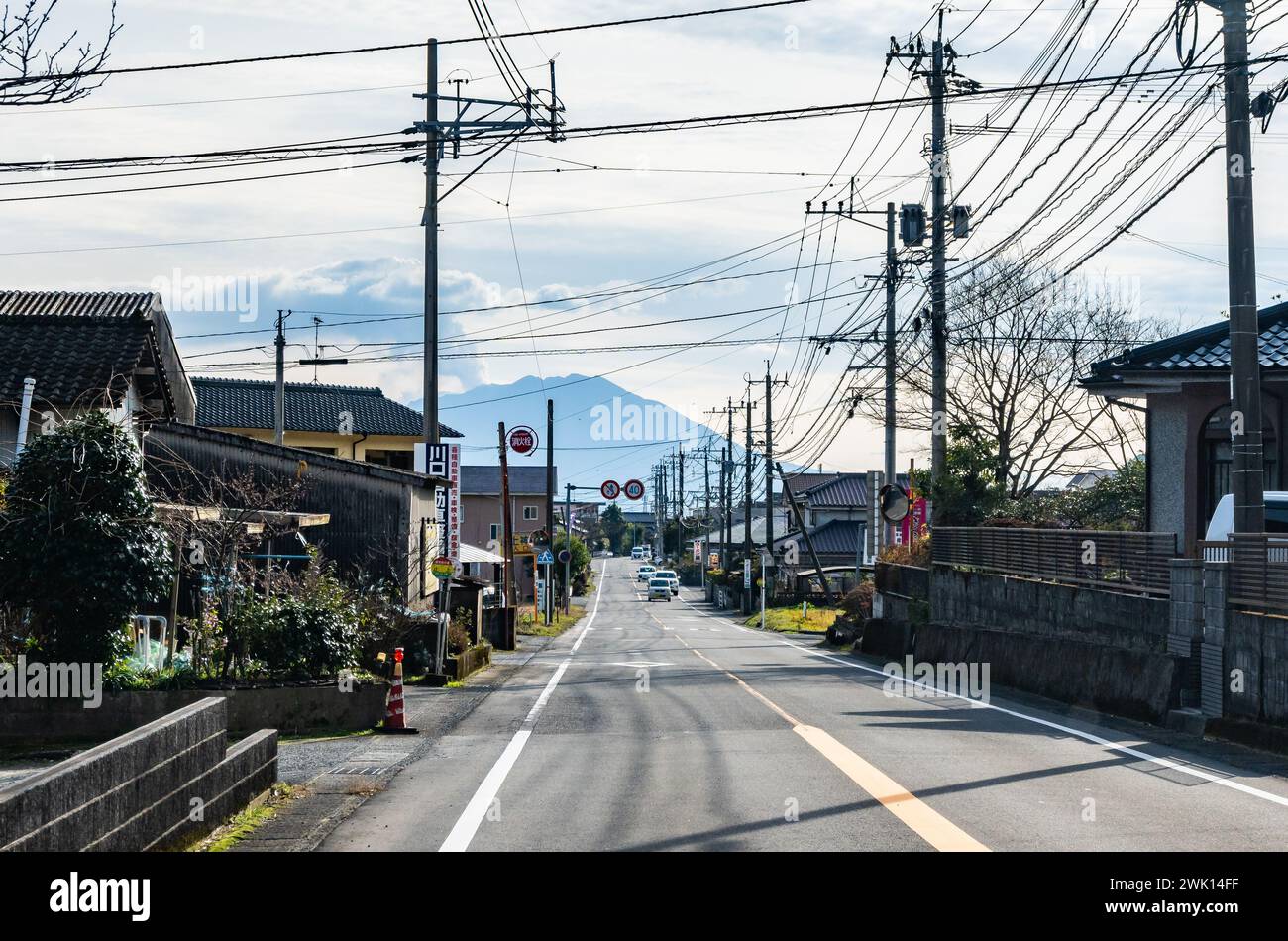 Sakurajima, an active volcano, in the distance. Kirishima, Kagoshima ...