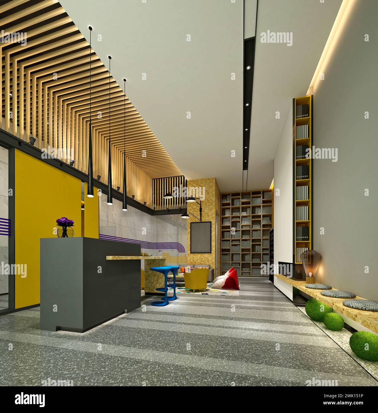 3d render of building entrance lobby interior Stock Photo - Alamy