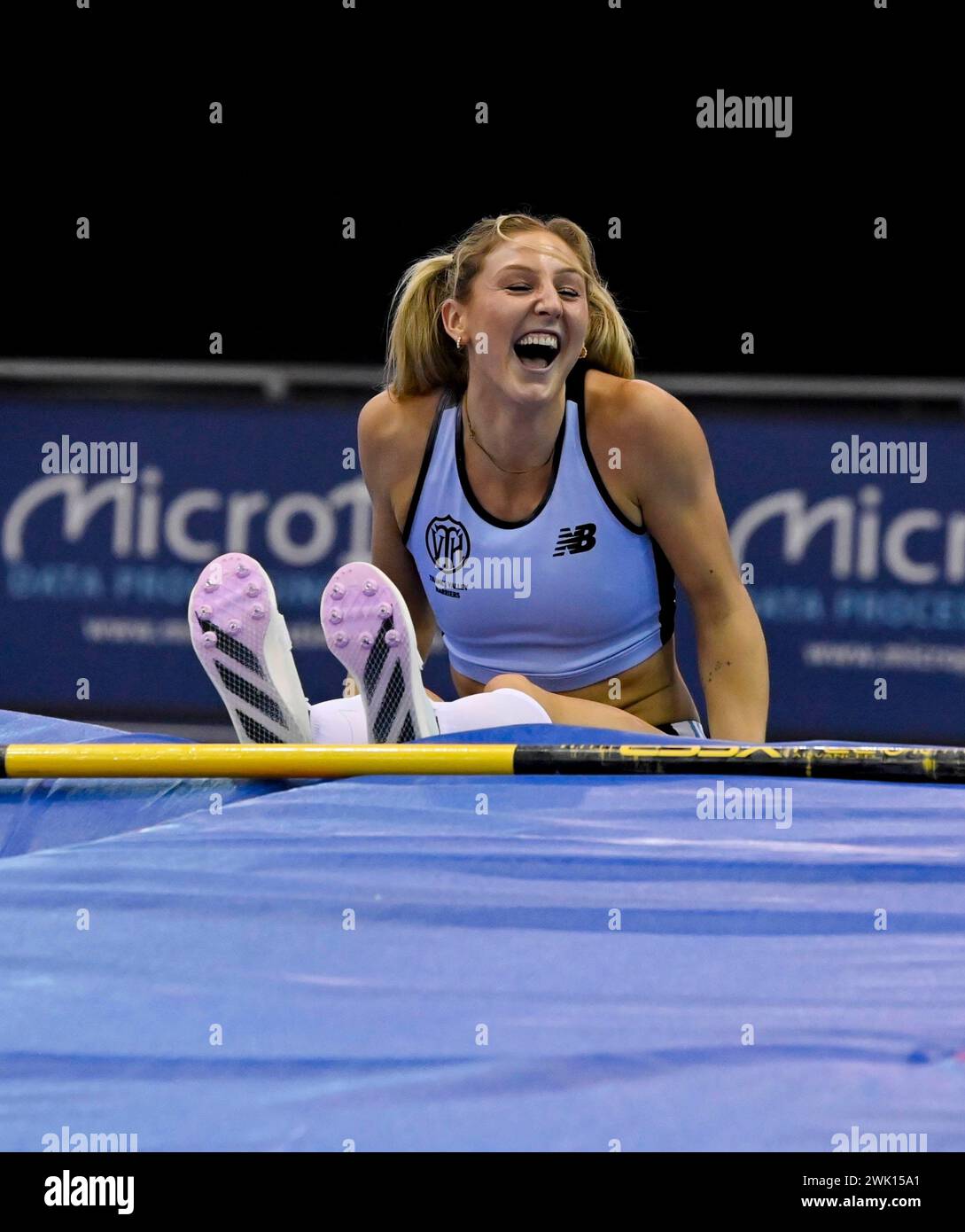 Birmingham England -17-2-2024 :Molly Caudery Womens Pole Vault Winner 4 ...