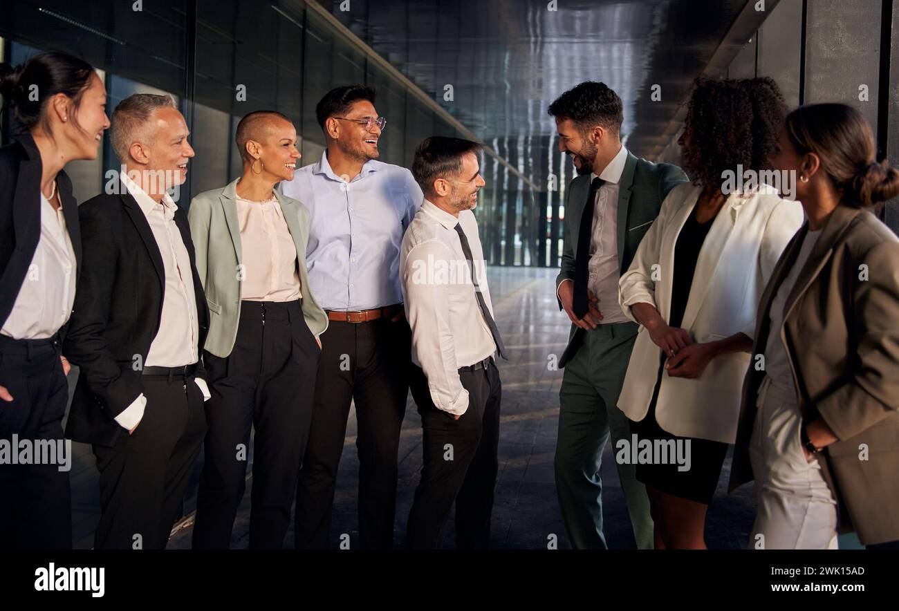 Presentation meeting of male team leaders smiling introducing ...