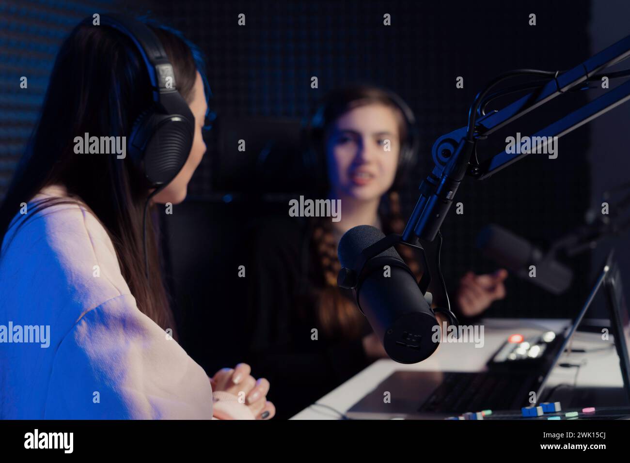 In-Depth Discussion Captured on Professional Podcast Stock Photo - Alamy