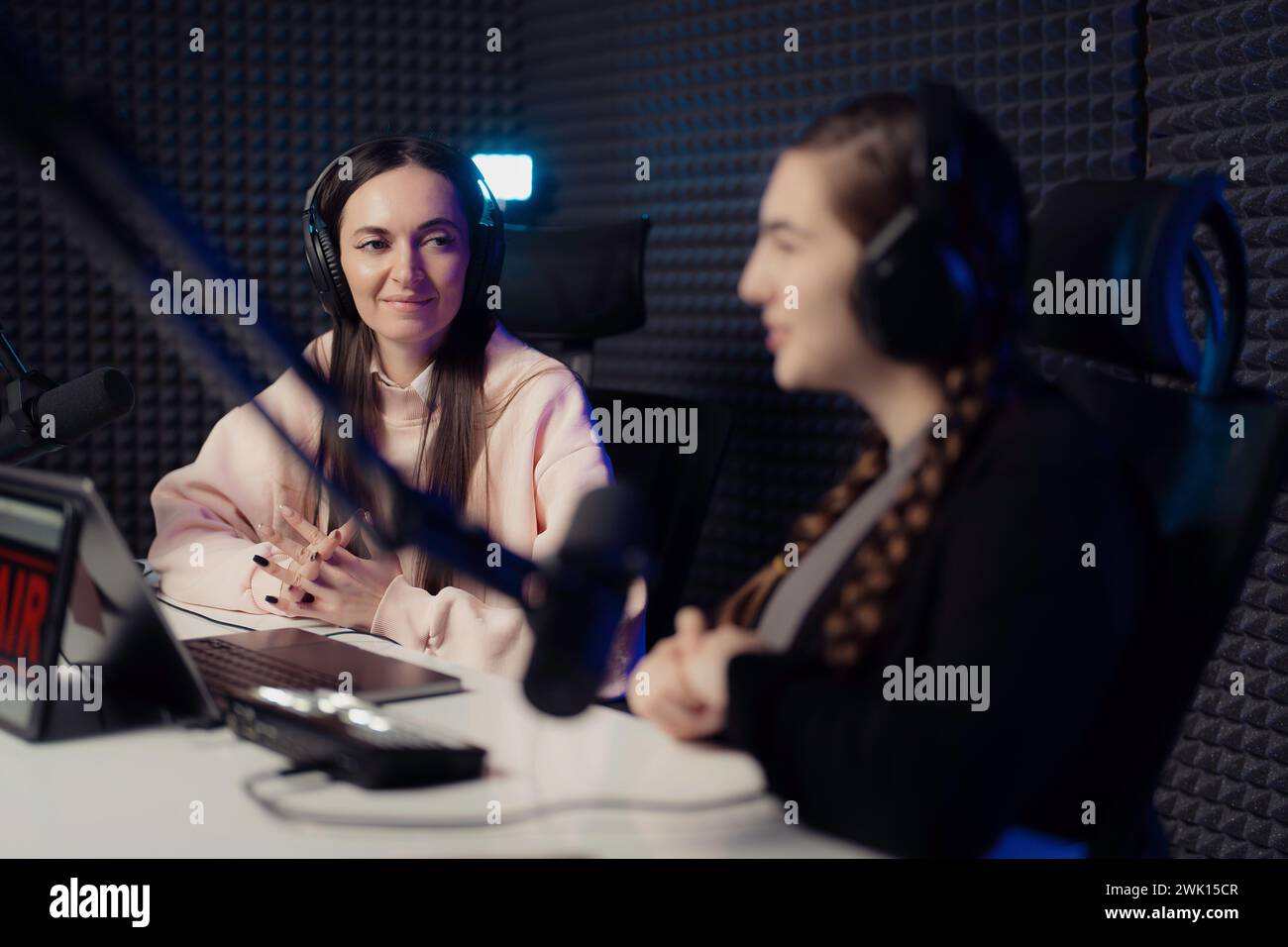 Insightful Podcast Discussion Between Female Professionals Stock Photo ...