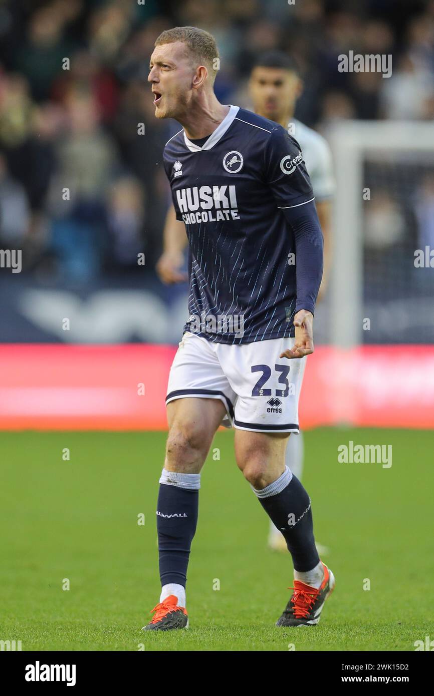 London, UK. 17th Feb, 2024. Millwall midfielder George Saville (23 ...
