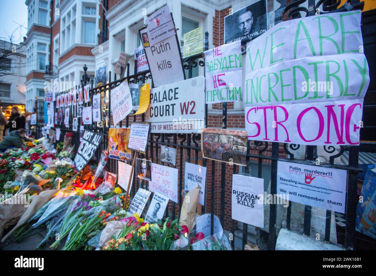 London, England, UK. 17th Feb, 2024. Floral tributes Alexei Navalny ...