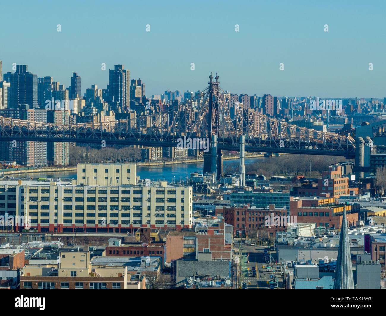 Aerial view of the Queensboro Bridge from Queens, New York Stock Photo ...