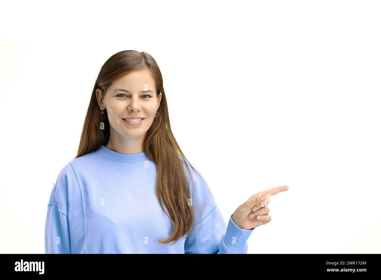 Business woman points finger hi-res stock photography and images - Alamy