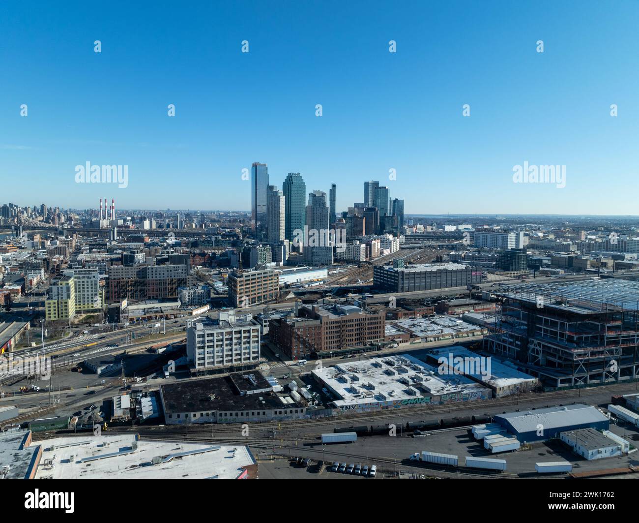 Aerial view of the Long Island City office buildings in Queens, New ...