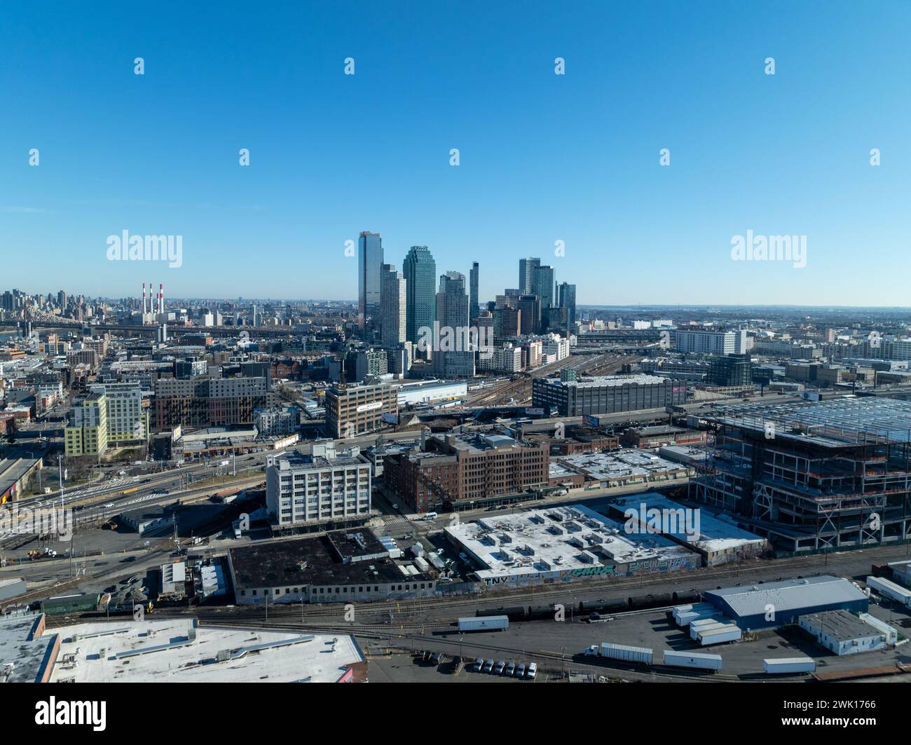Aerial view of the Long Island City office buildings in Queens, New ...