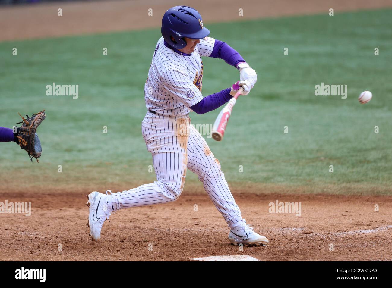 Baton Rouge, LA, USA. 17th Feb, 2024. LSU's Steven Milam (4) tries for ...