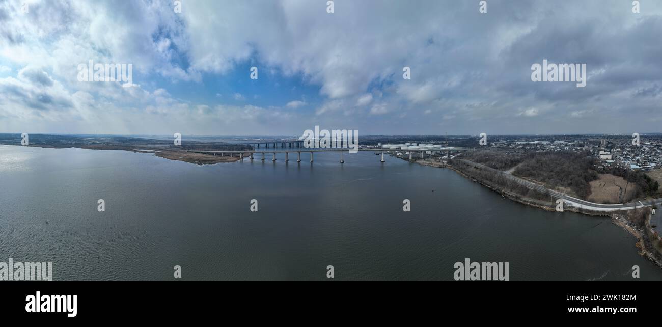 Aerial view of Victory Bridge, a highway bridge in the U.S. state of ...