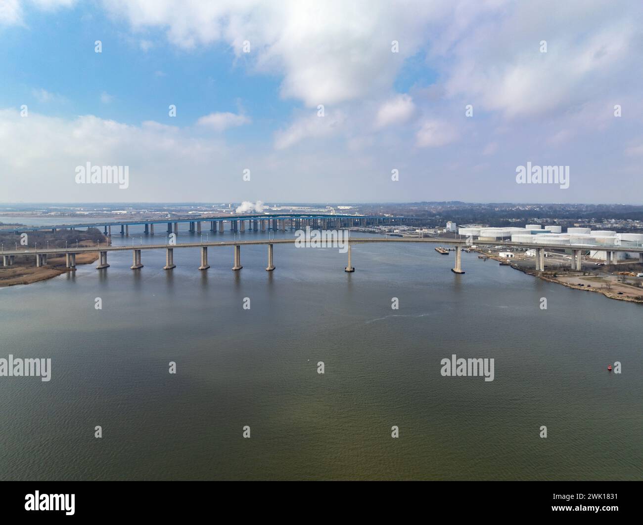 Aerial view of Victory Bridge, a highway bridge in the U.S. state of ...