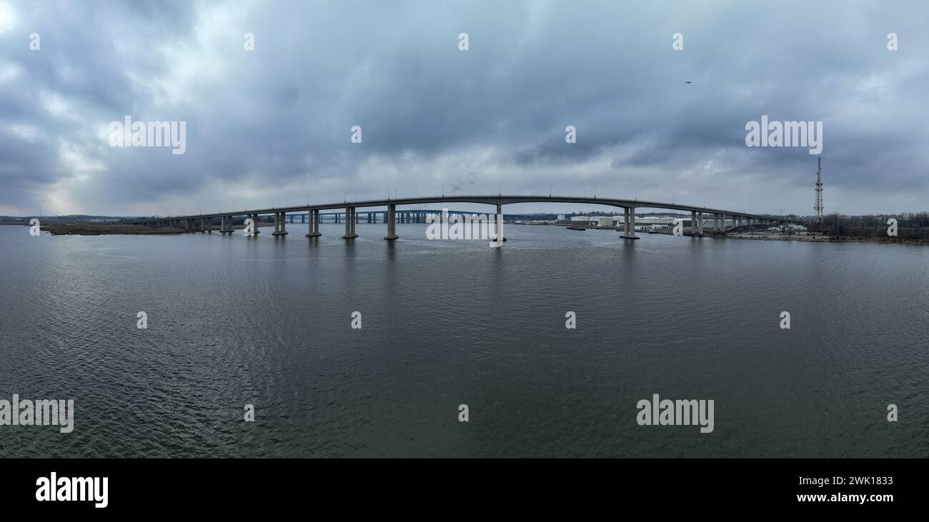 Aerial view of Victory Bridge, a highway bridge in the U.S. state of ...