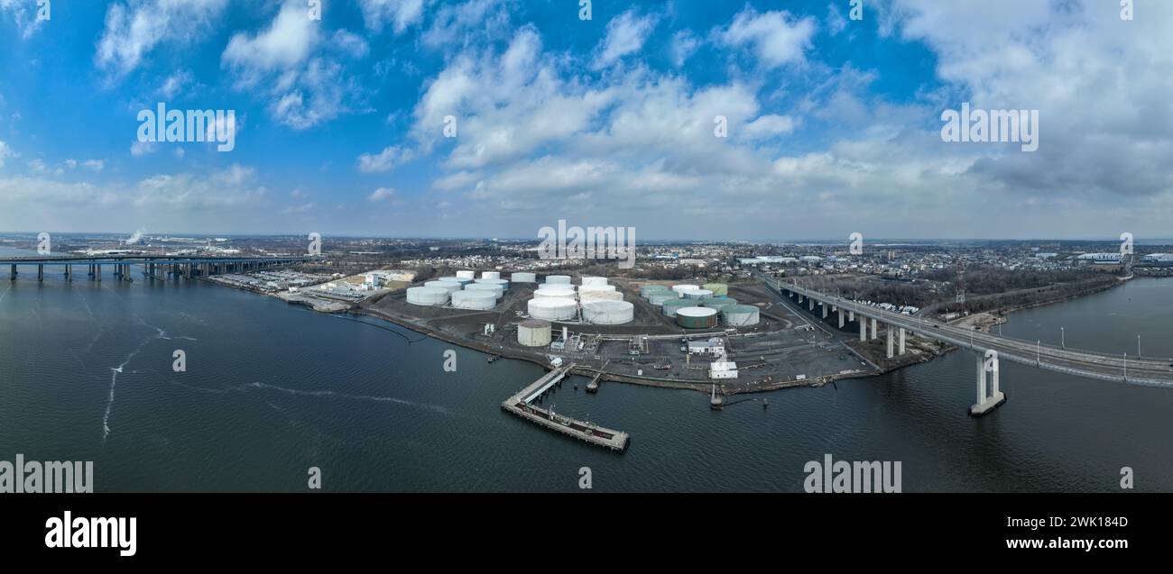 Aerial view of Perth Amboy Terminal in New Jersey storing various ...