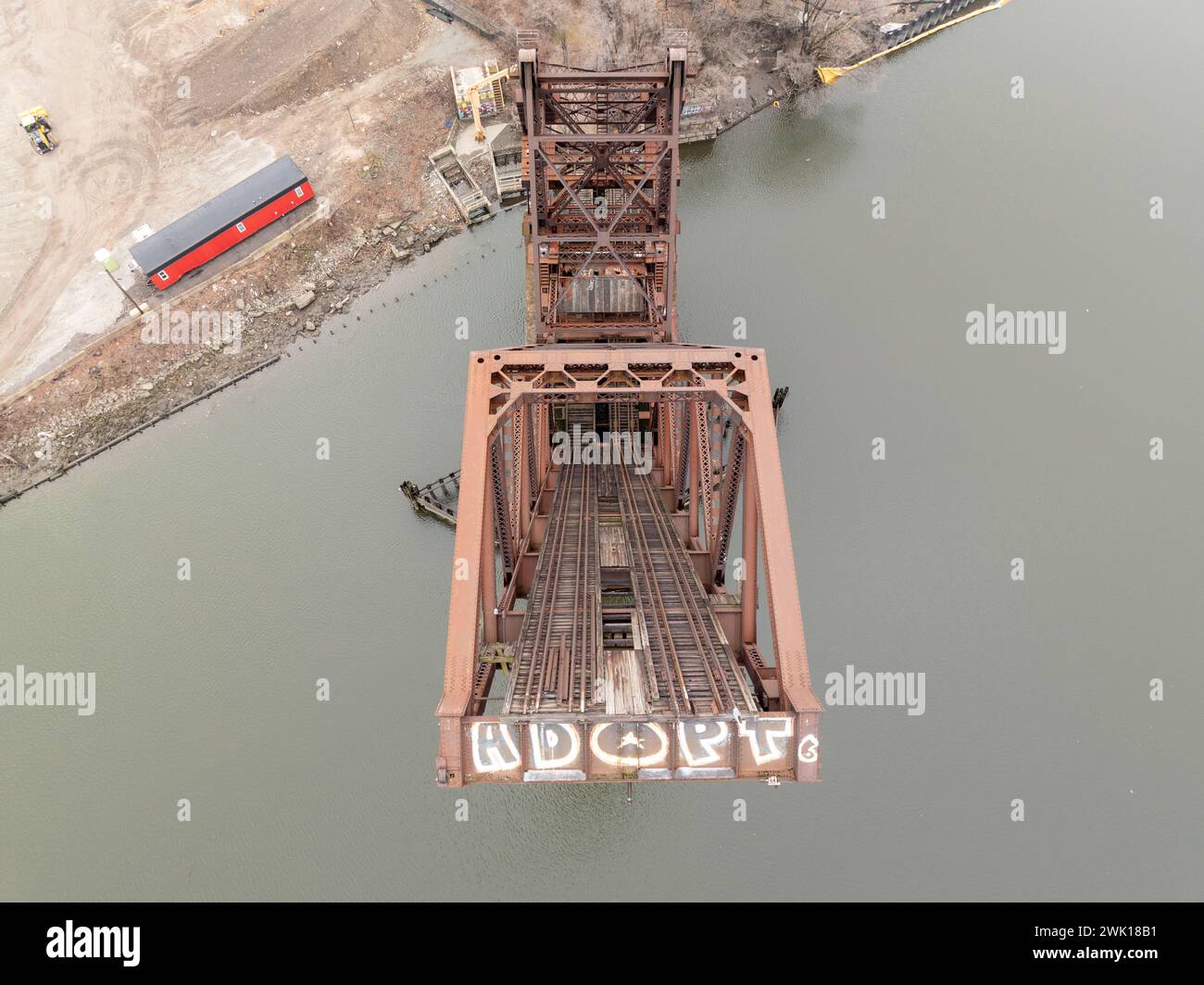 Aerial of Newark, NJ and NX Bridge over the Passaic River Stock Photo ...