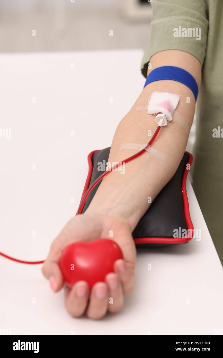 Patient undergoing blood transfusion in hospital, closeup Stock Photo ...