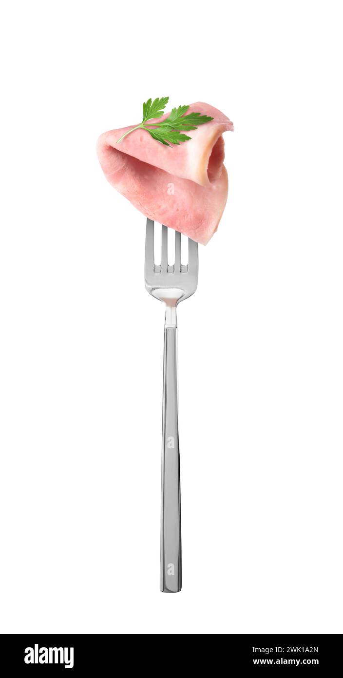 Ham pork sausage on fork hi-res stock photography and images - Alamy