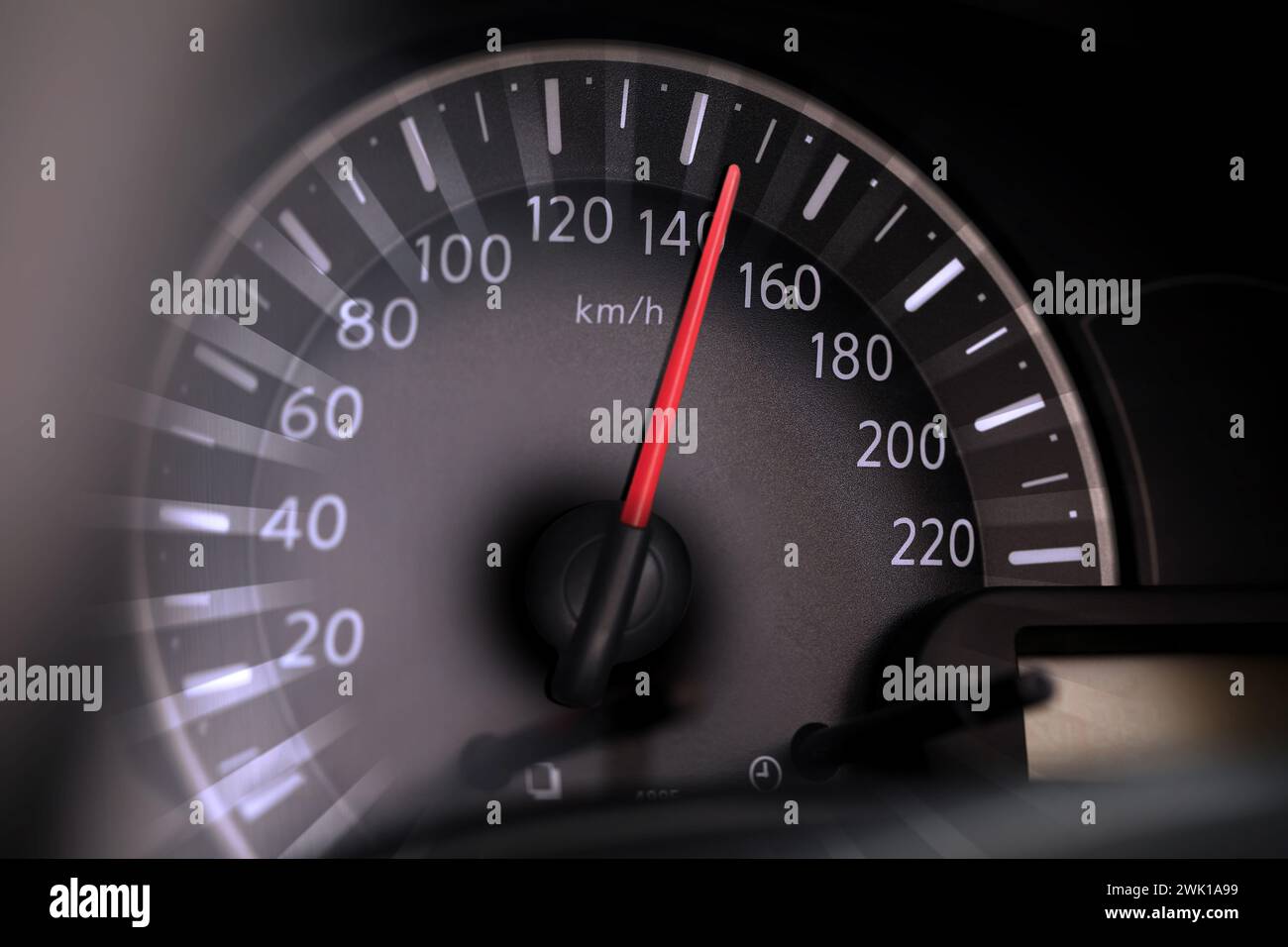 Speedometer on car dashboard, closeup. Motion blur effect Stock Photo ...