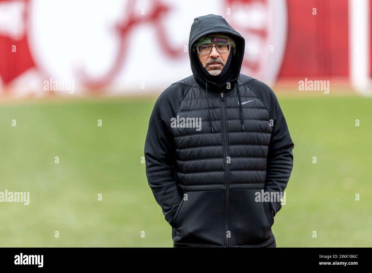 Alabama head coach Patrick Murphy looks on during an NCAA softball game ...