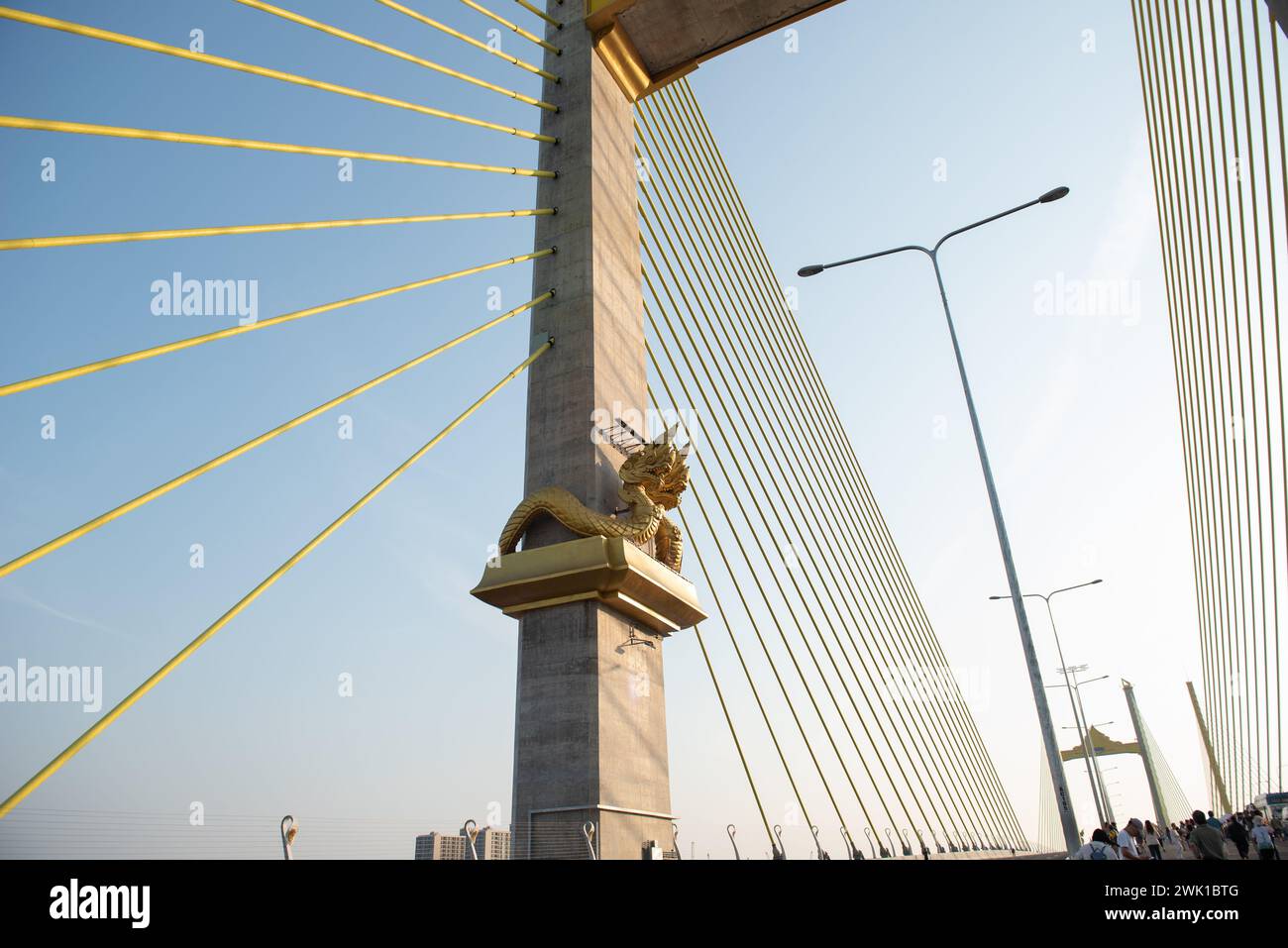 The parallel bridge to Rama 9 Bridge is a cable-stayed bridge that ...