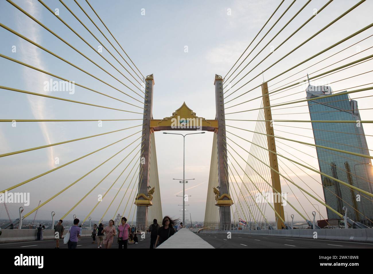 The parallel bridge to Rama 9 Bridge is a cable-stayed bridge that ...
