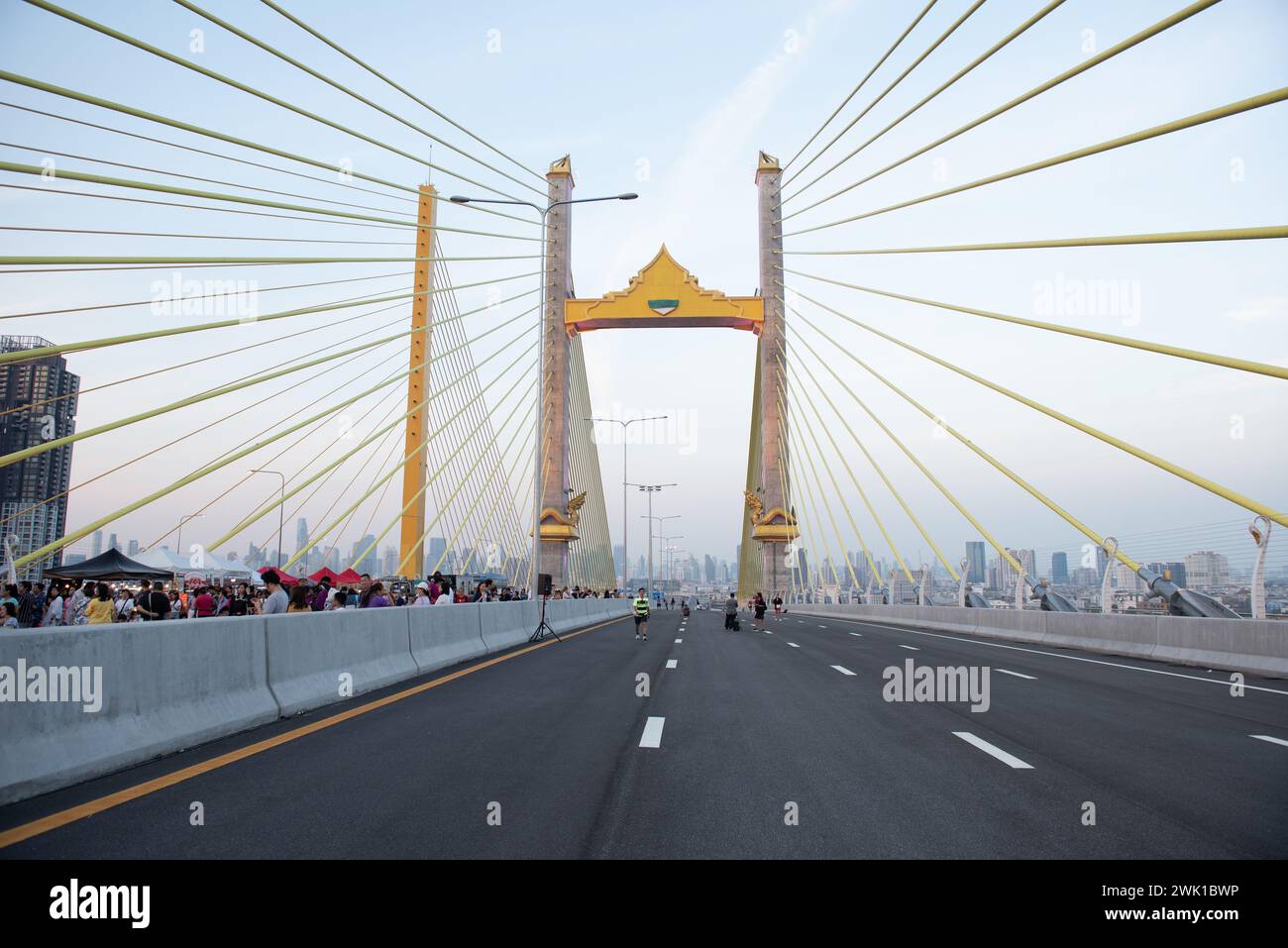 The parallel bridge to Rama 9 Bridge is a cable-stayed bridge that ...