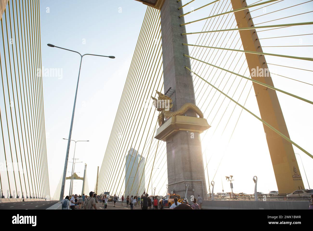 The parallel bridge to Rama 9 Bridge is a cable-stayed bridge that ...
