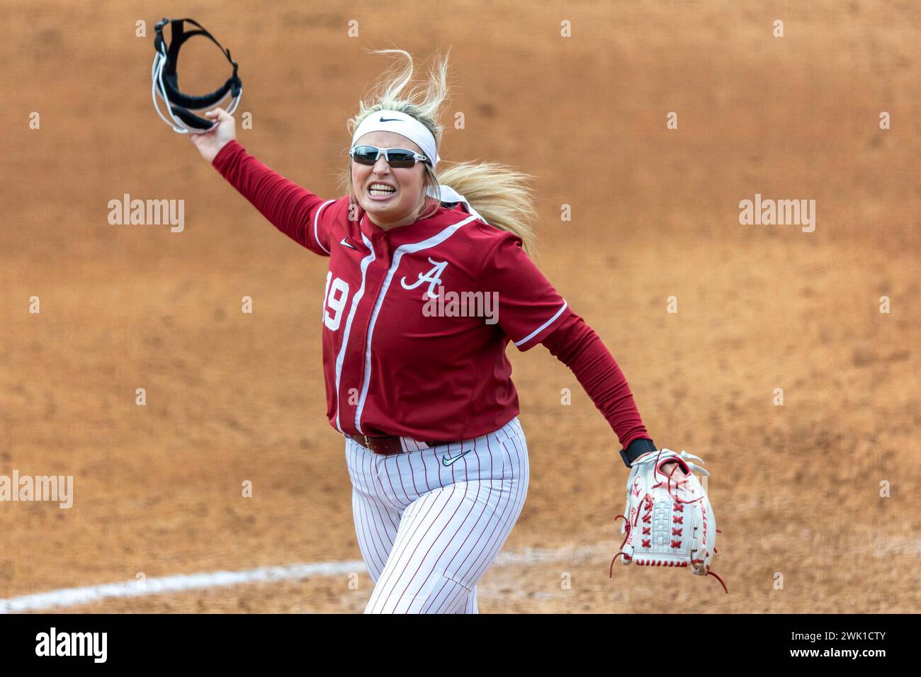 Alabama pitcher Kayla Beaver (19) celebrates after getting the final ...